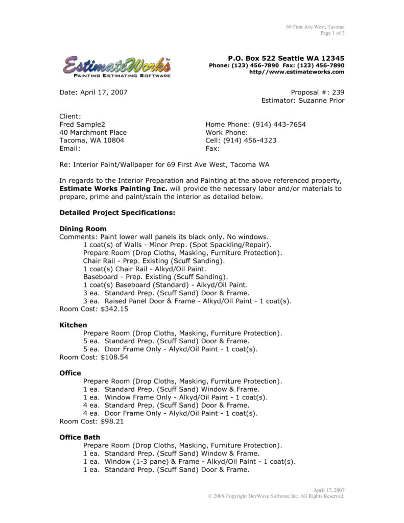 5 FREE Sample Painting Estimate Template In PDF | Template Samples