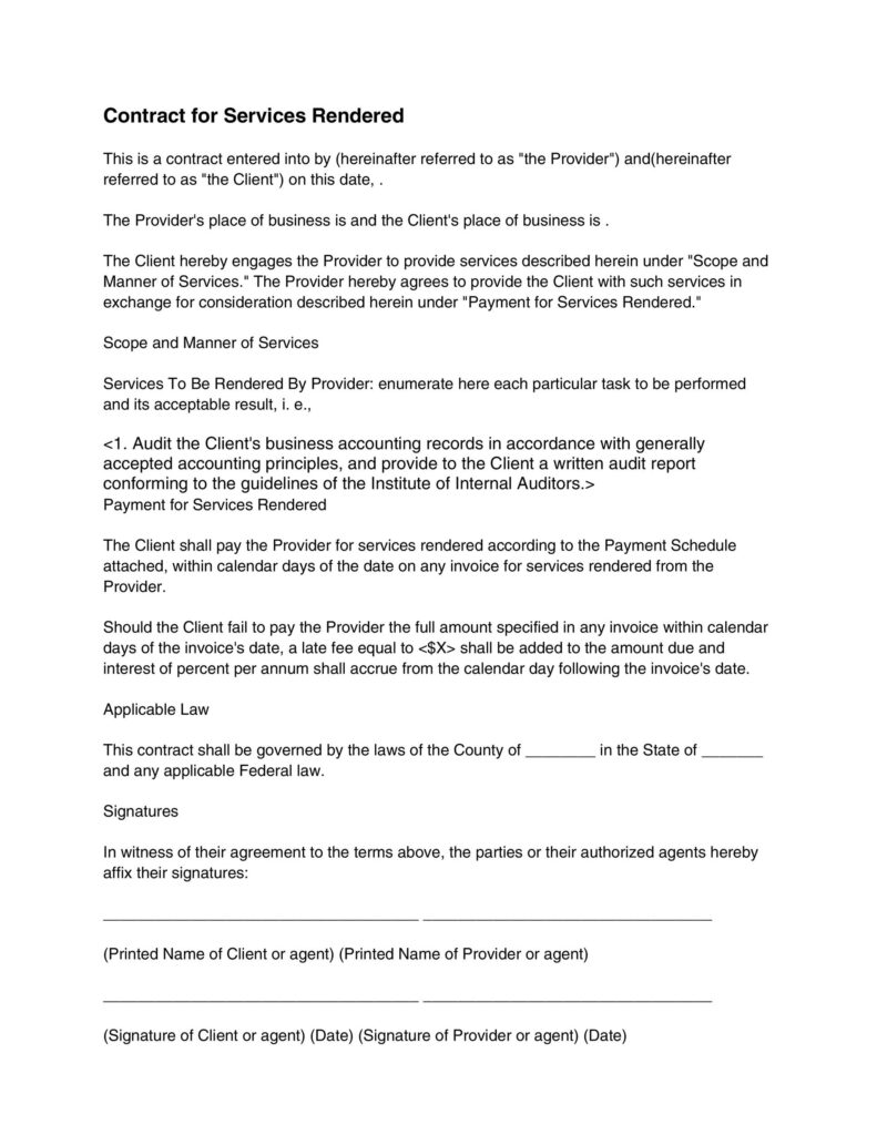 Contract Template Sample | Template Samples