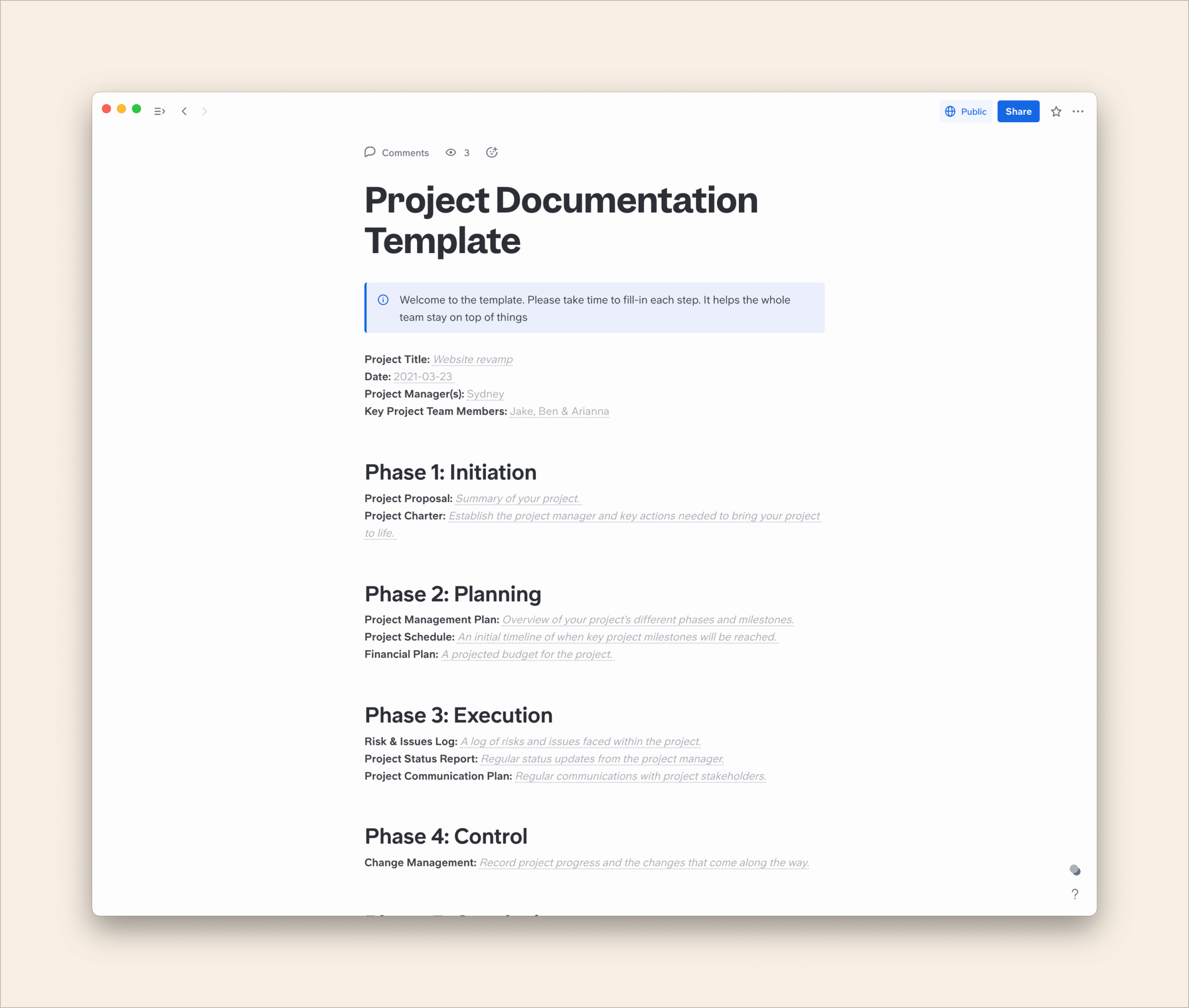 Documentation Sample Template Template Samples