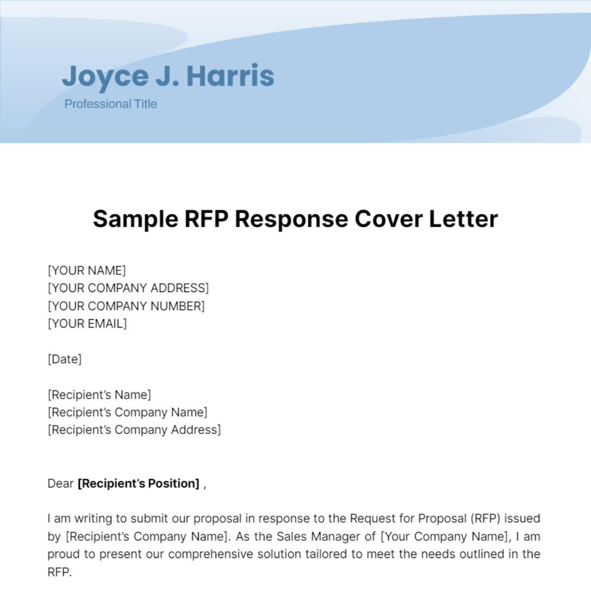 RFP Response Template Sample Template Samples