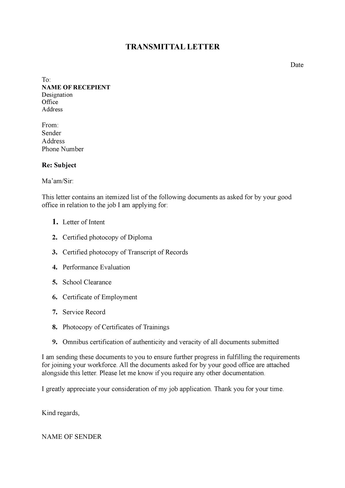 Transmittal Letter Template Sample Template Samples Transmittal Letter Template Sample Template Samples