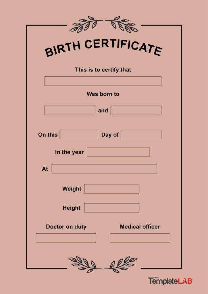Free Printable Birth Certificate Template | Template Samples