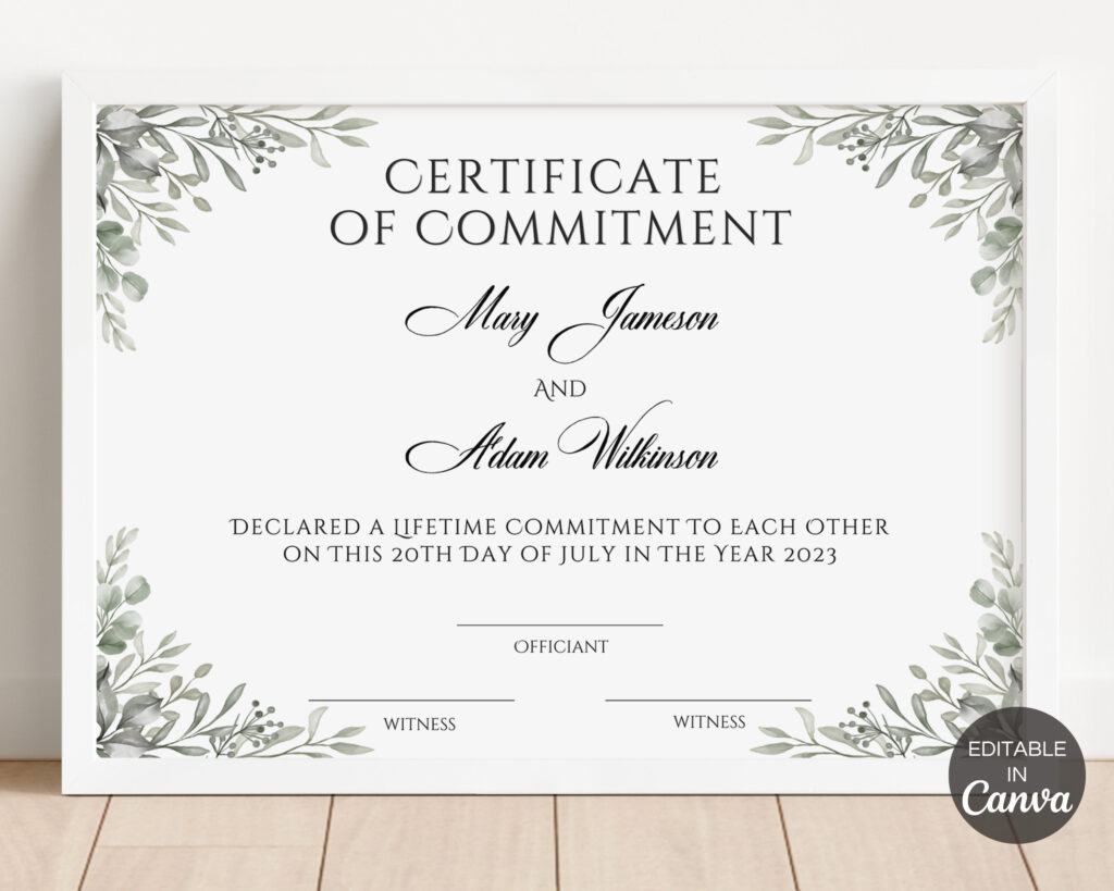 Free Printable Certificate Of Commitment Template | Template Samples