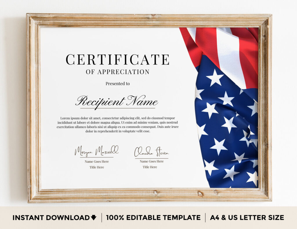 Free Printable Flag Flown Certificate Template | Template Samples