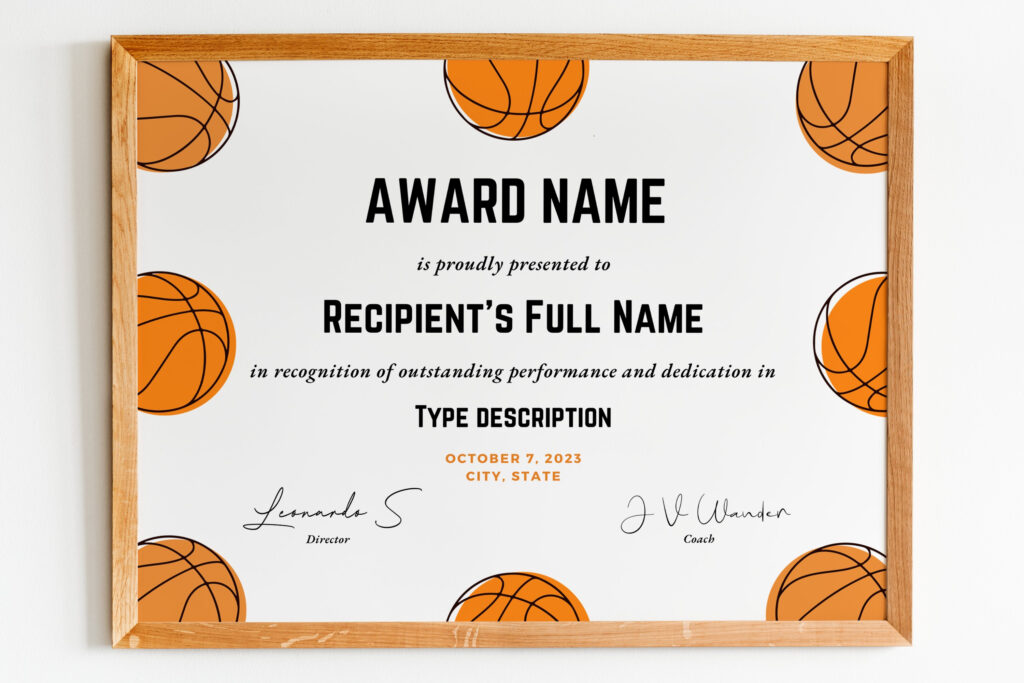 Free Printable Basketball Certificate Template | Template Samples