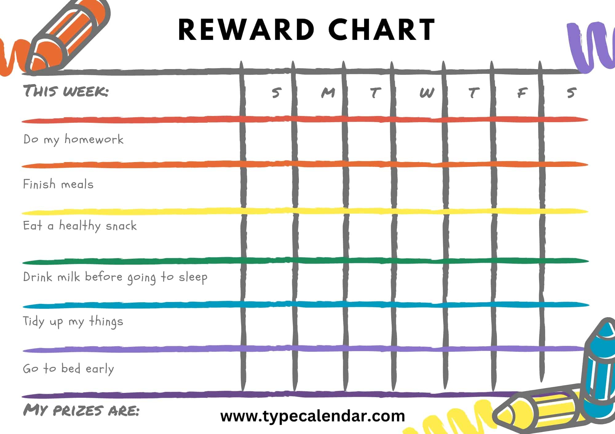Free Printable Editable Reward Chart Template | Template Samples