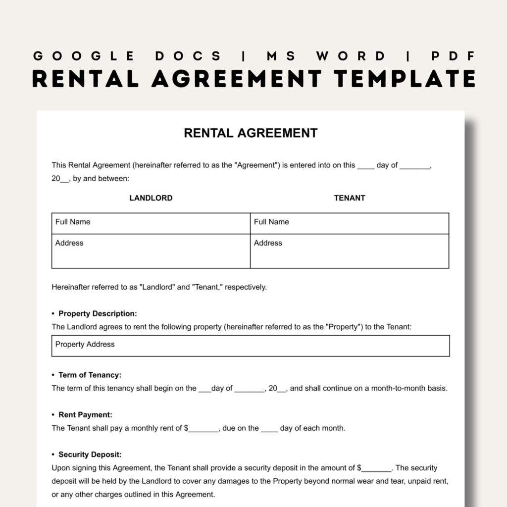 Free Printable Basic Rental Agreement Template | Template Samples