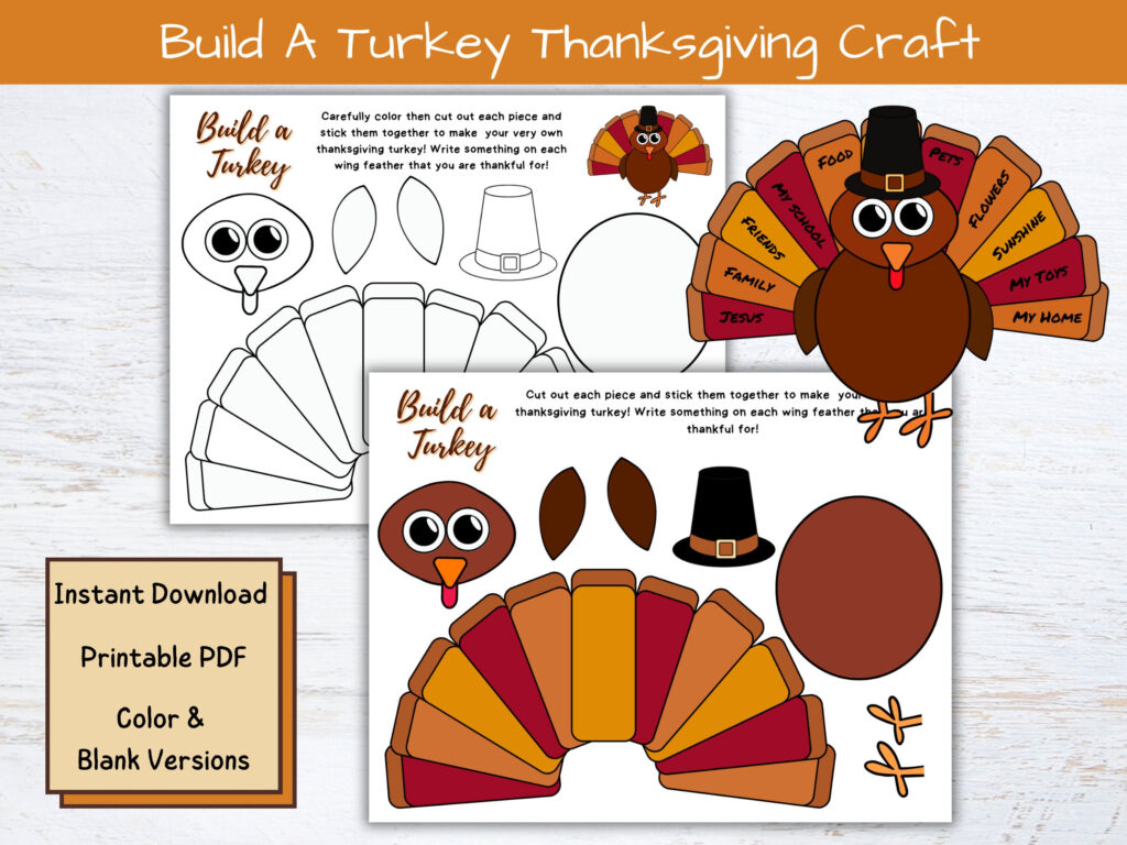 Thankful Turkey Feathers Template | Template Samples