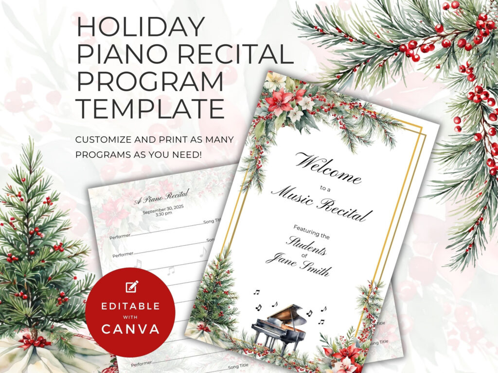 Christmas Piano Recital Program Template | Template Samples